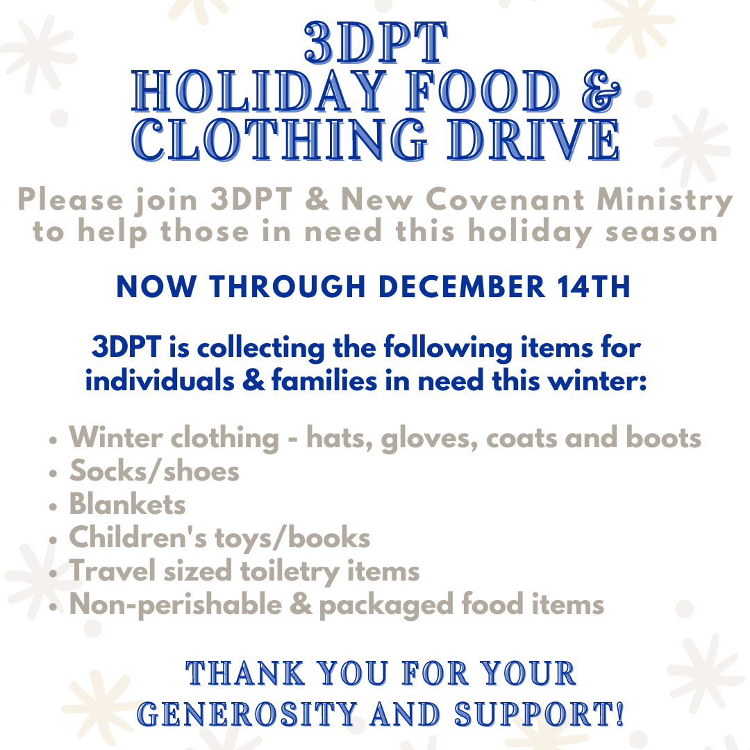 3DPT Holiday Food and Clothing Drive