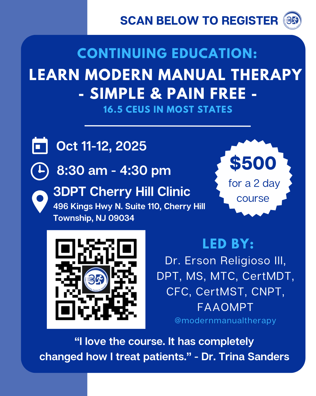 Continuing Education: Learn Modern Manual Therapy